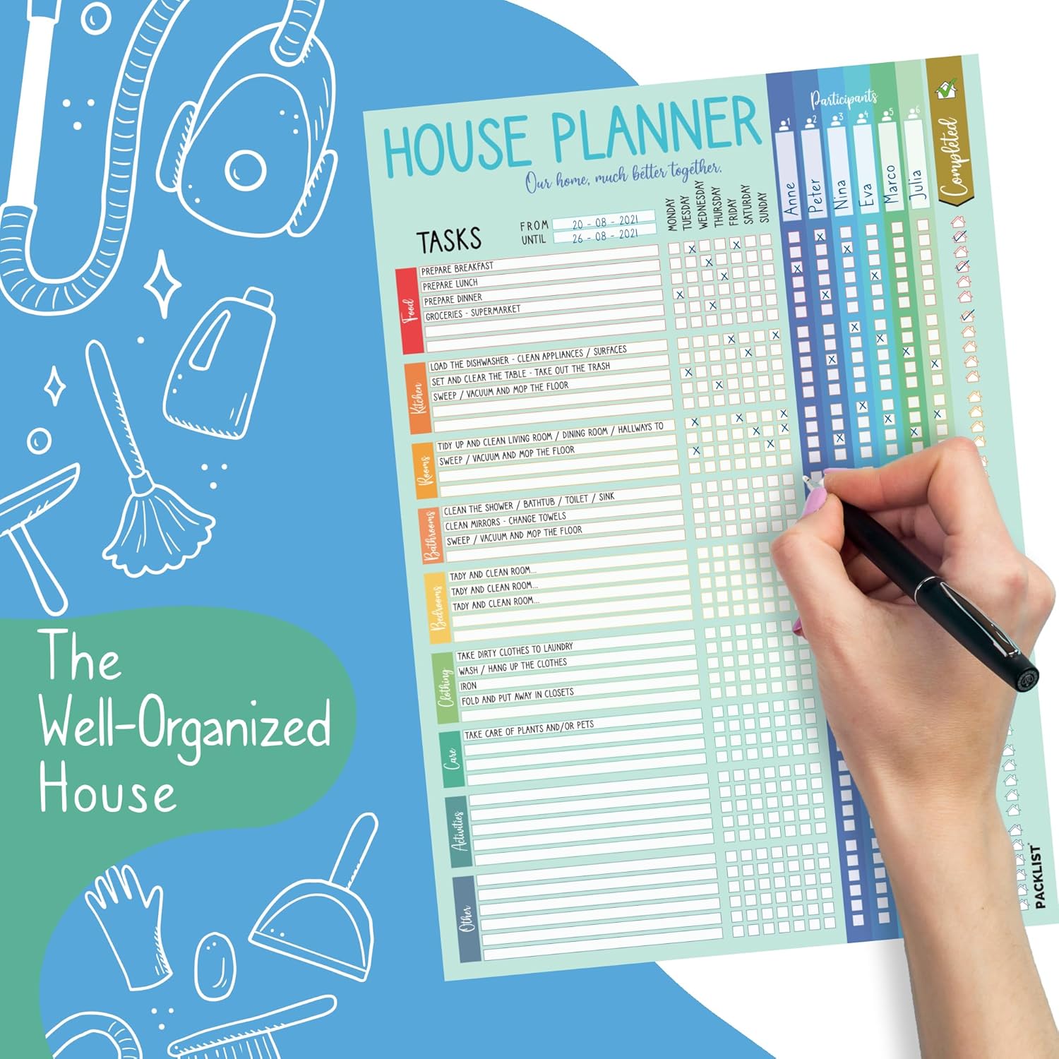 PACKLIST Home Task Planner - Cleaning Schedule for Roommates, Kids, an