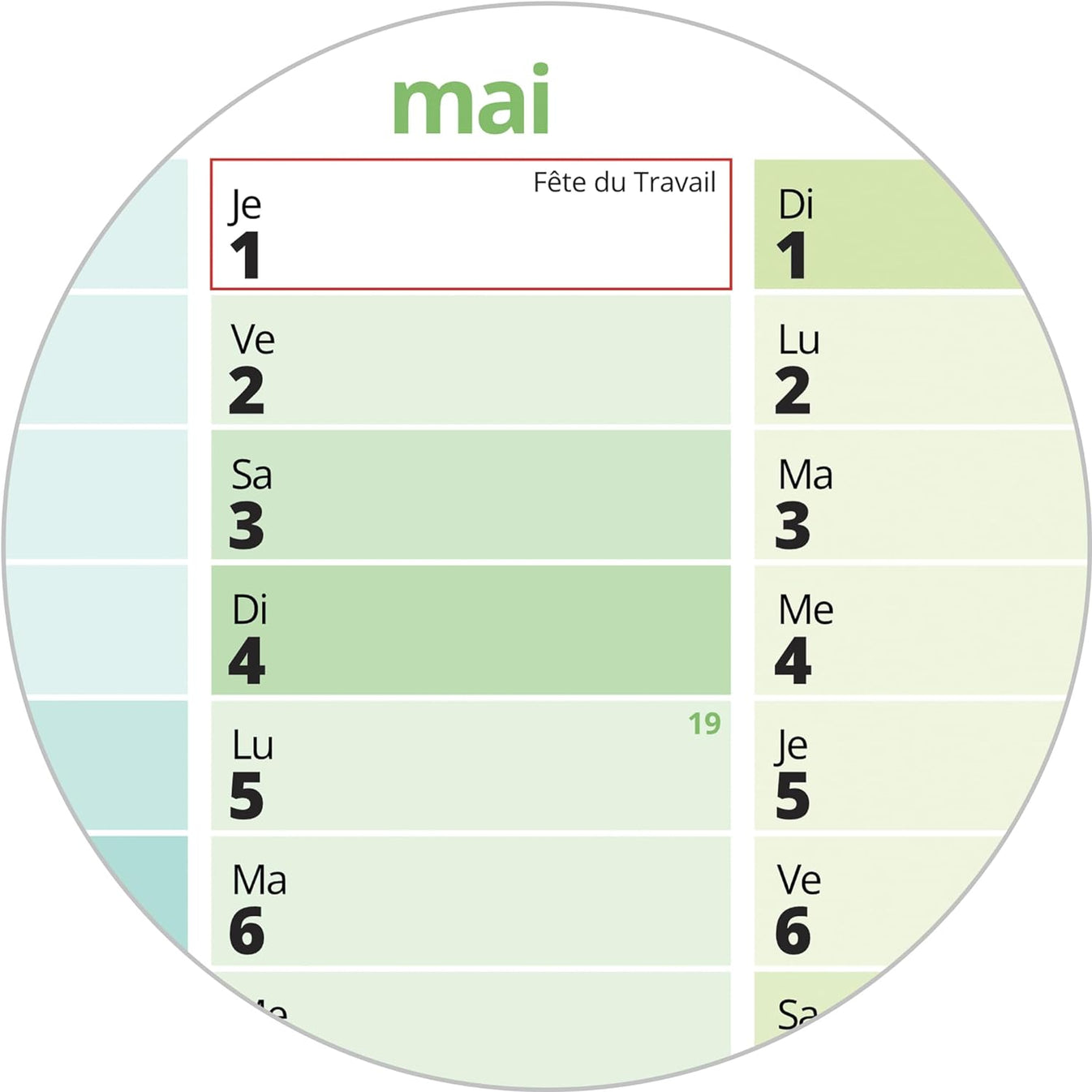 PACKLIST Grand Calendrier 2025 Murale en français A1 84x60 cm. Calendr