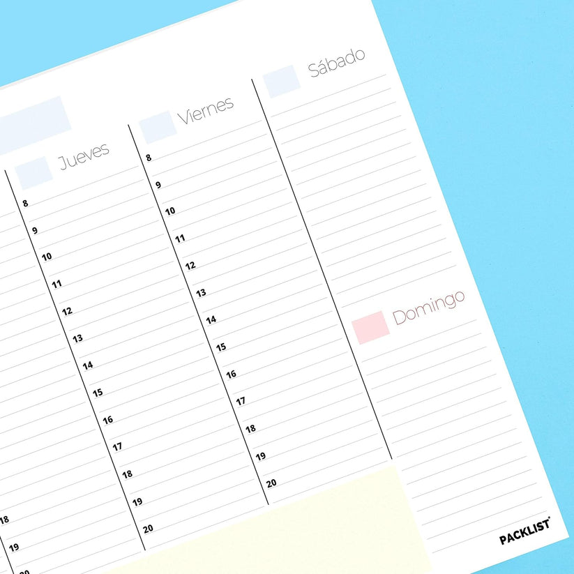 Planificador Semanal con Horas | PACKLIST